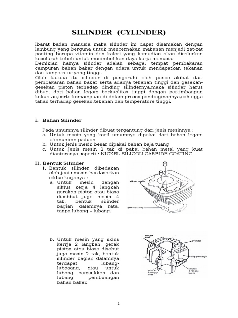 Silinder Mesin: Fungsi dan Perawatan | PDF | Teknologi & Rekayasa