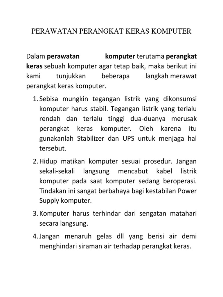 Perawatan Perangkat Keras Komputer | PDF | Komputer
