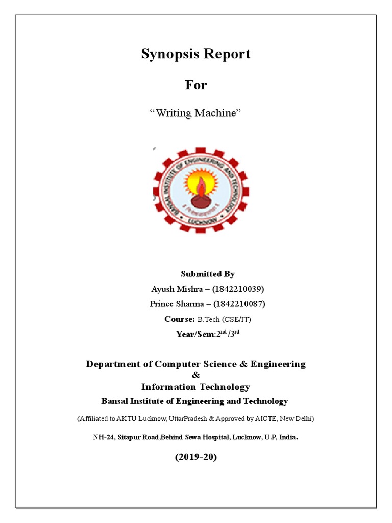 Mini Project (Synopsis) | PDF | Numerical Control | Electric Motor