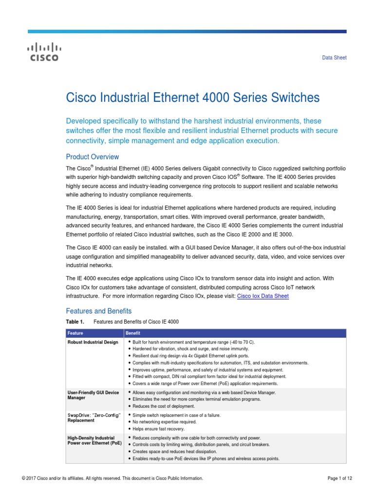 Cisco IE 4000 | PDF | Internet Protocol Suite | Computer Network