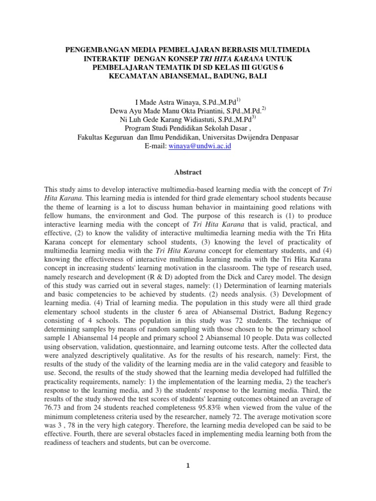 Pengembangan Media Pembelajran Dengan Konsep Tri Hita Karana 2018 | PDF | Epistemology | Learning