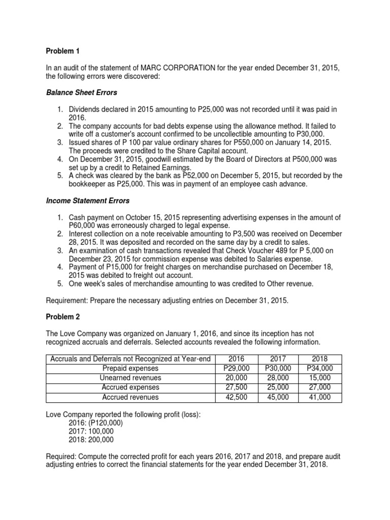 Error Correction | PDF | Deferral | Debits And Credits