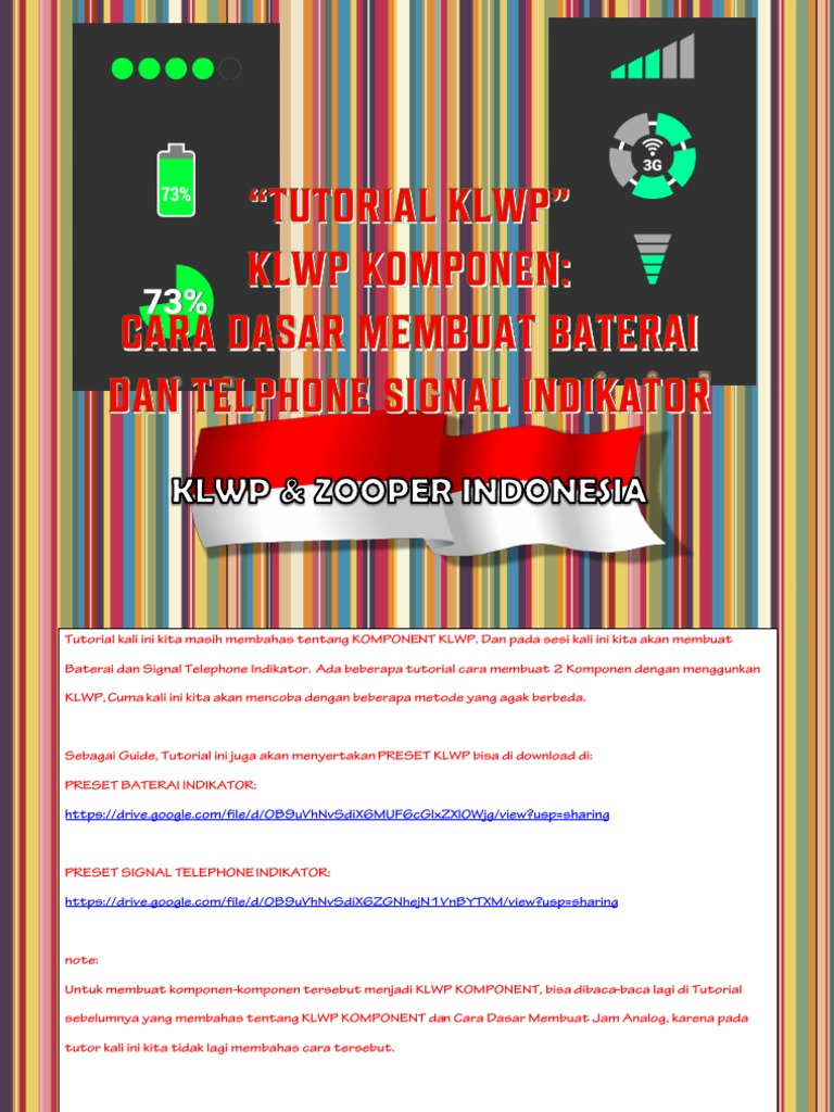 Tutorial Komponen KLWP Cara Membuat Baterai Dan Signal Indikator PDF | PDF
