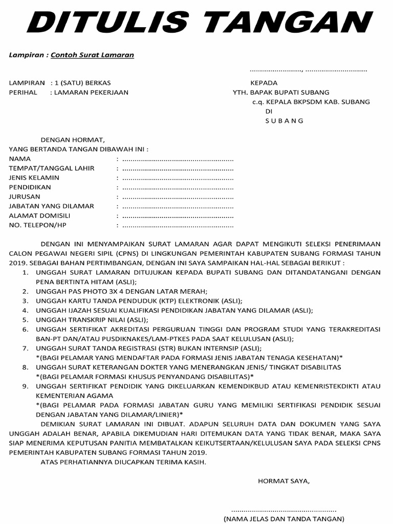 Contoh Surat Lamaran PDF | PDF