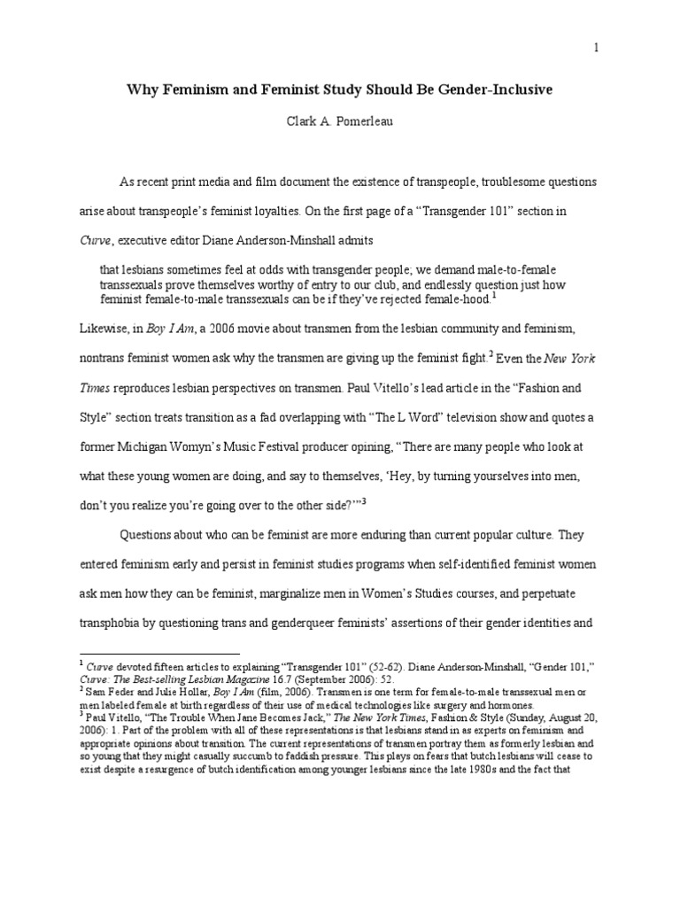 Why Feminism and Feminist Study Should Be Gender-Inclusive | PDF ...