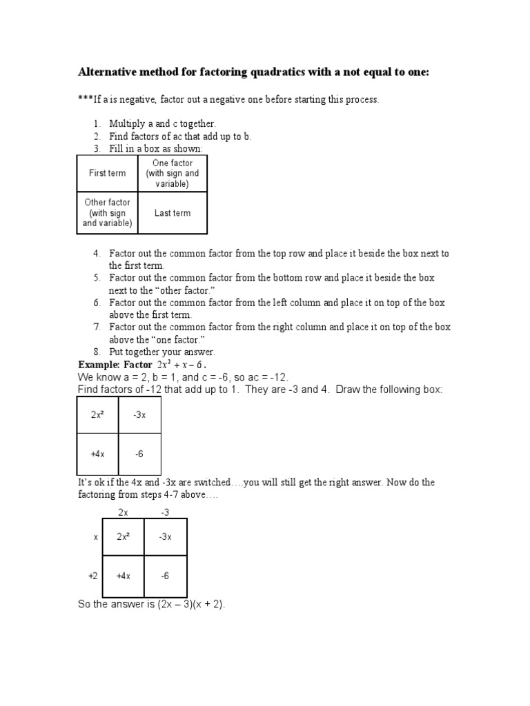 Factoring Quadratics: Step-by-Step Guide | PDF