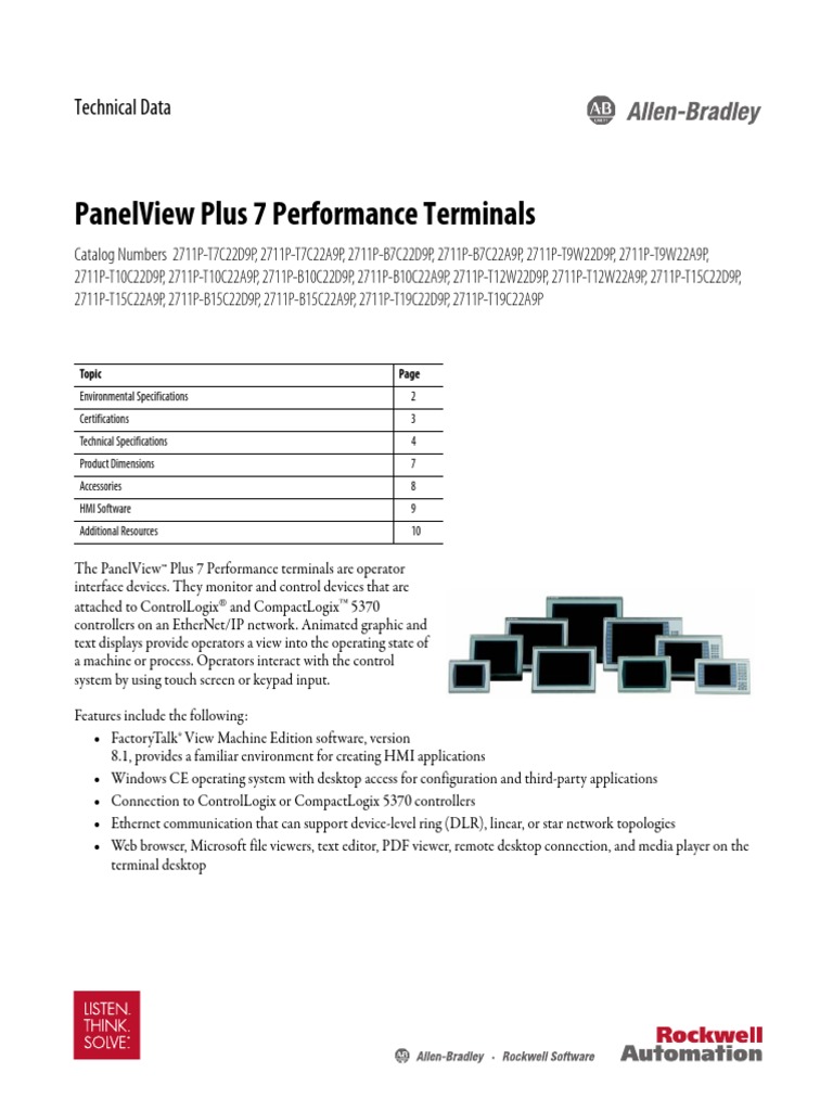 Panelview Plus 7 Performance Terminals: Technical Data | PDF | Power ...