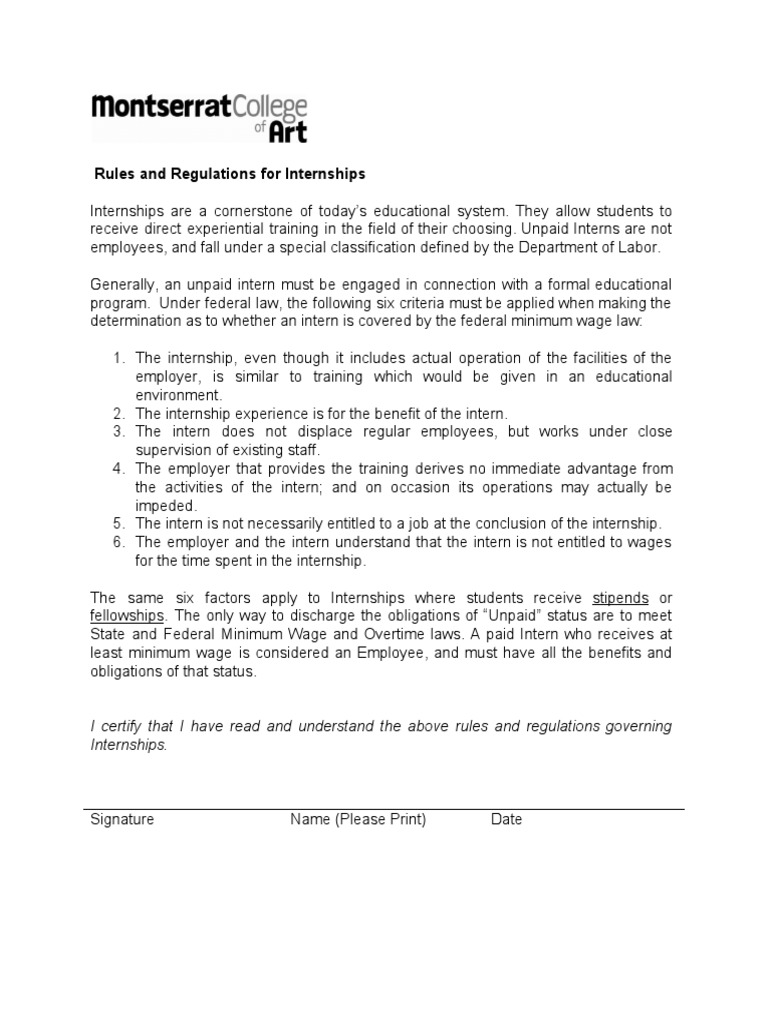 Rules and Regulations For Internships | PDF | Internship | Job Hunting