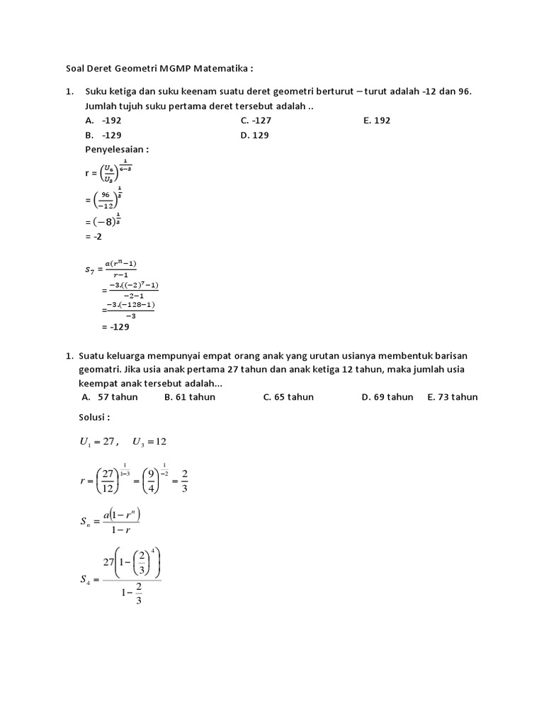 Soal Deret Geometri MGMP Matematika | PDF