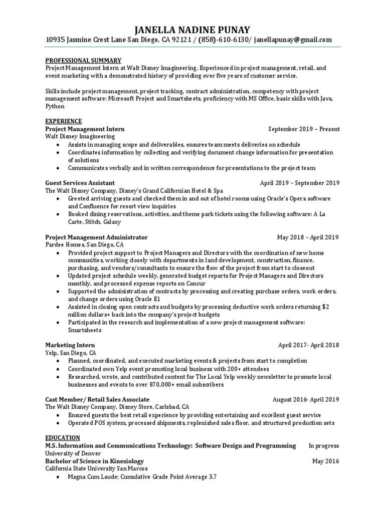 Janella Nadine Punay Wdi Resume | PDF | Project Management | Business