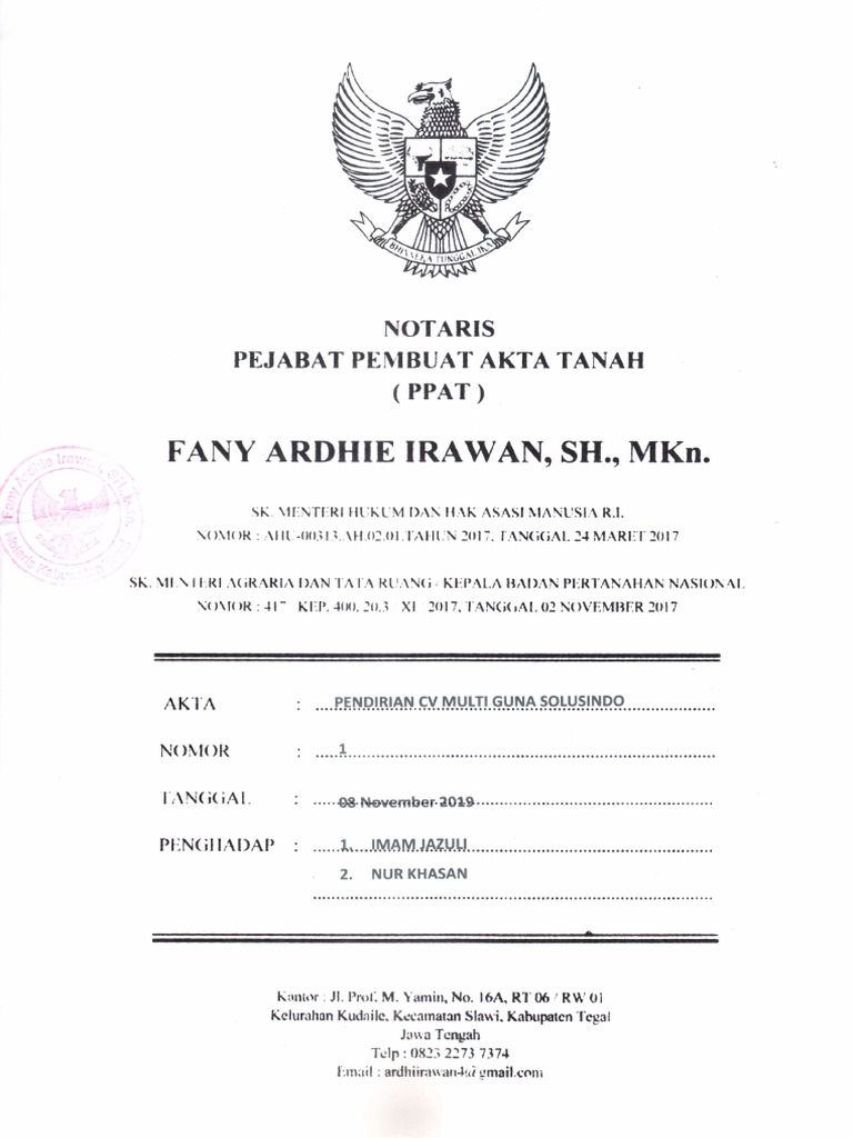 Akta Pendirian CV | PDF
