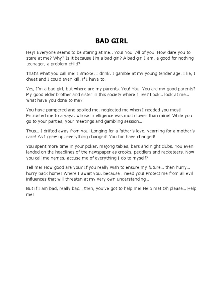 BAD GIRL Declamation | PDF