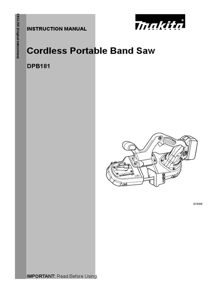 DPB181 Bandsaw Instruction Manual | PDF | Screw | Switch