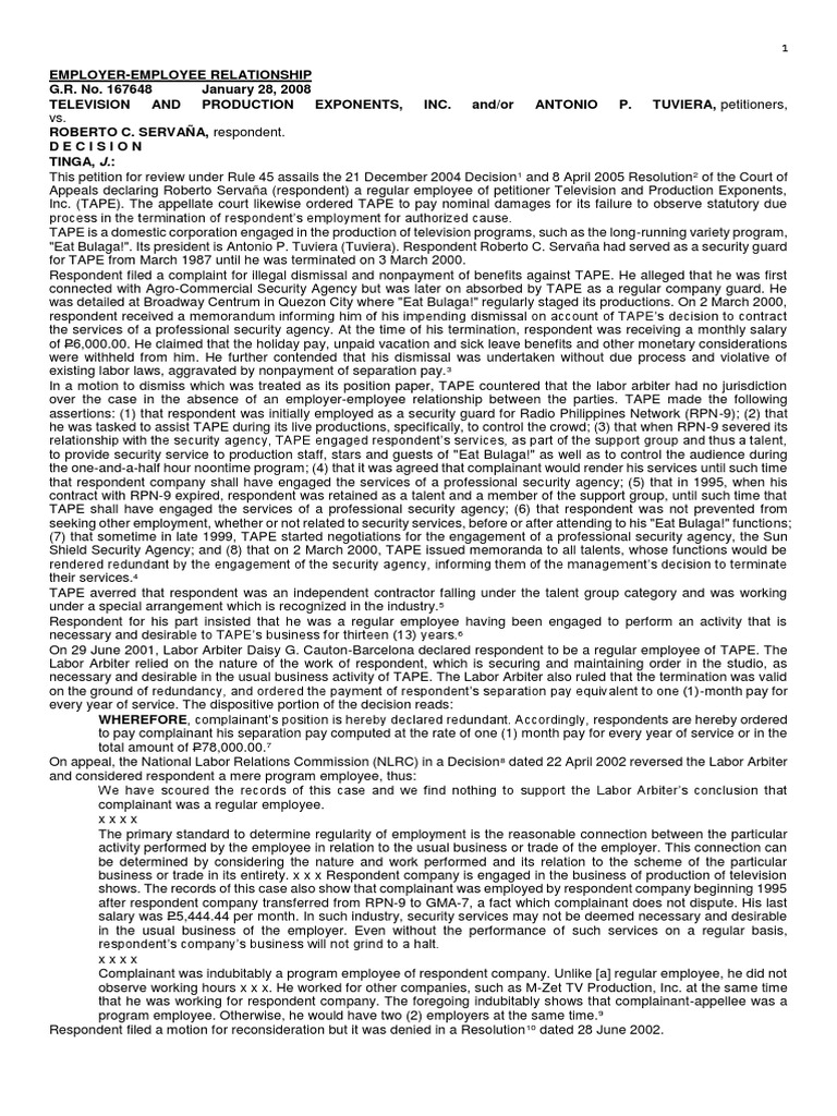ER EE Relationship | PDF | Employment | Judgment (Law)