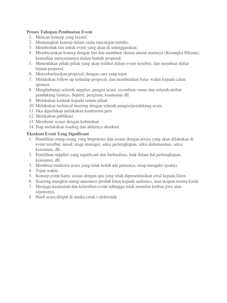 Proses Tahapan Pembuatan Event Pdf