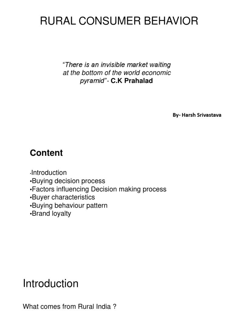Rural Consumer Behavior Insights | PDF | Consumer Behaviour | Behavior