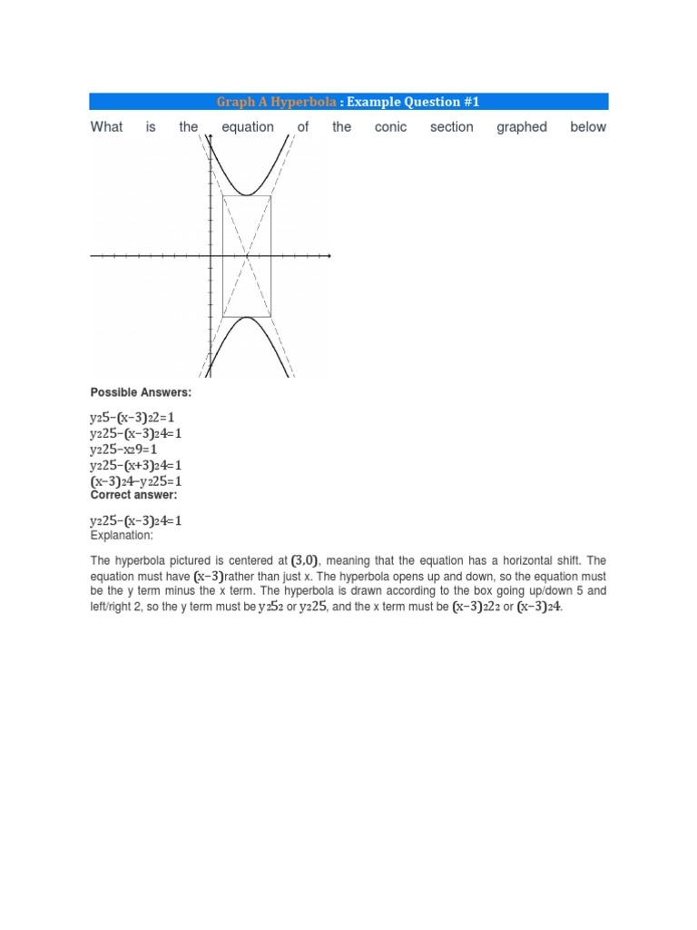 What Is The Equation of The Conic Section Graphed Below: Graph A ...