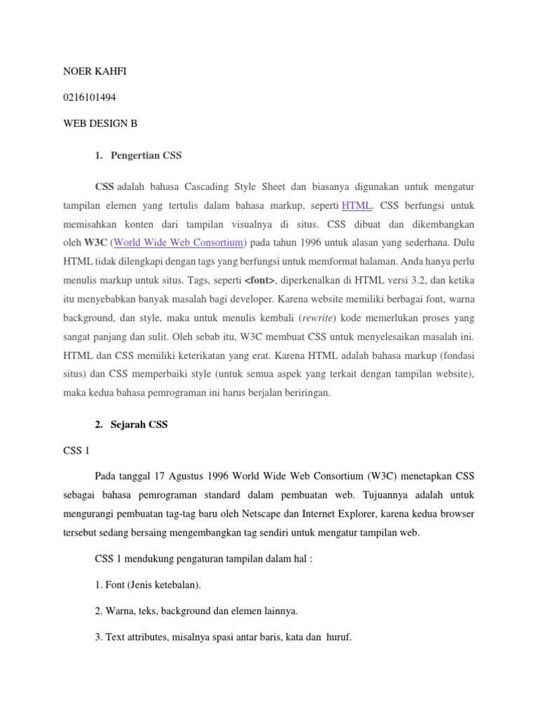 Sejarah dan Fungsi CSS dalam Web Design | PDF | Seni | Teknologi & Rekayasa