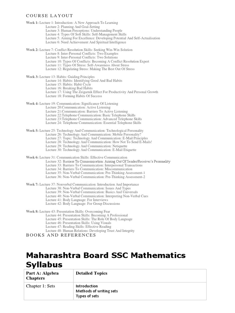 Maharashtra Board SSC Mathematics Syllabus: Course Layout | PDF ...