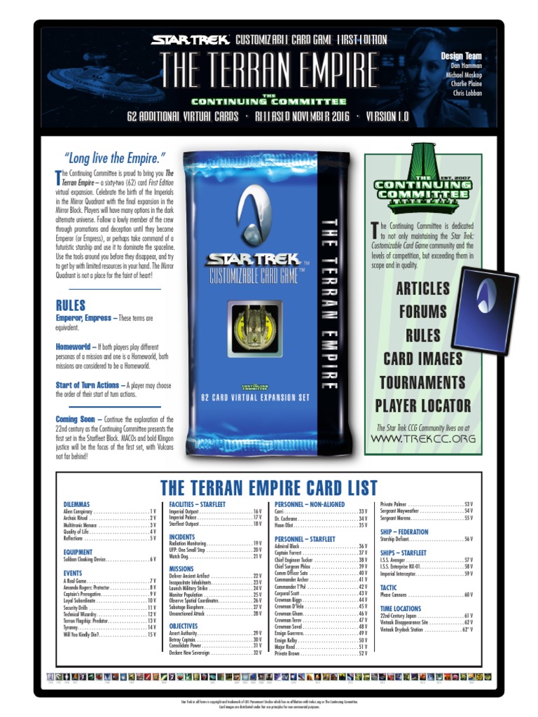 The Terran Empire Card List | PDF | Star Trek: Enterprise | Star Trek