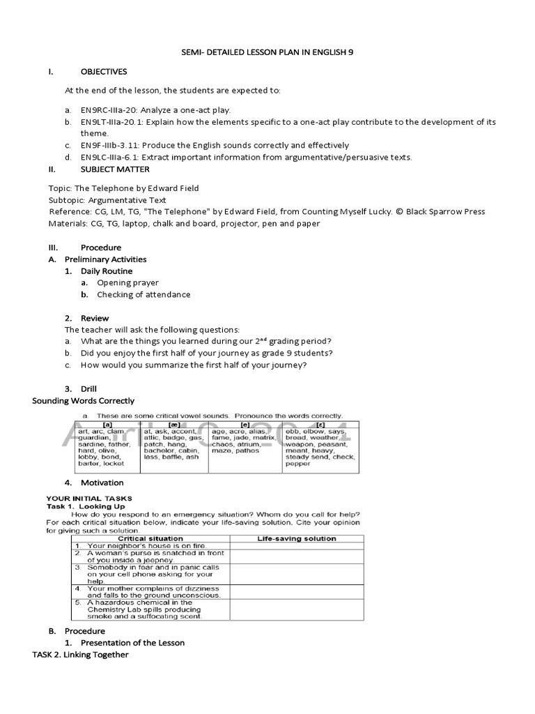Grade 9 Telephone | PDF | Lesson Plan | Communication