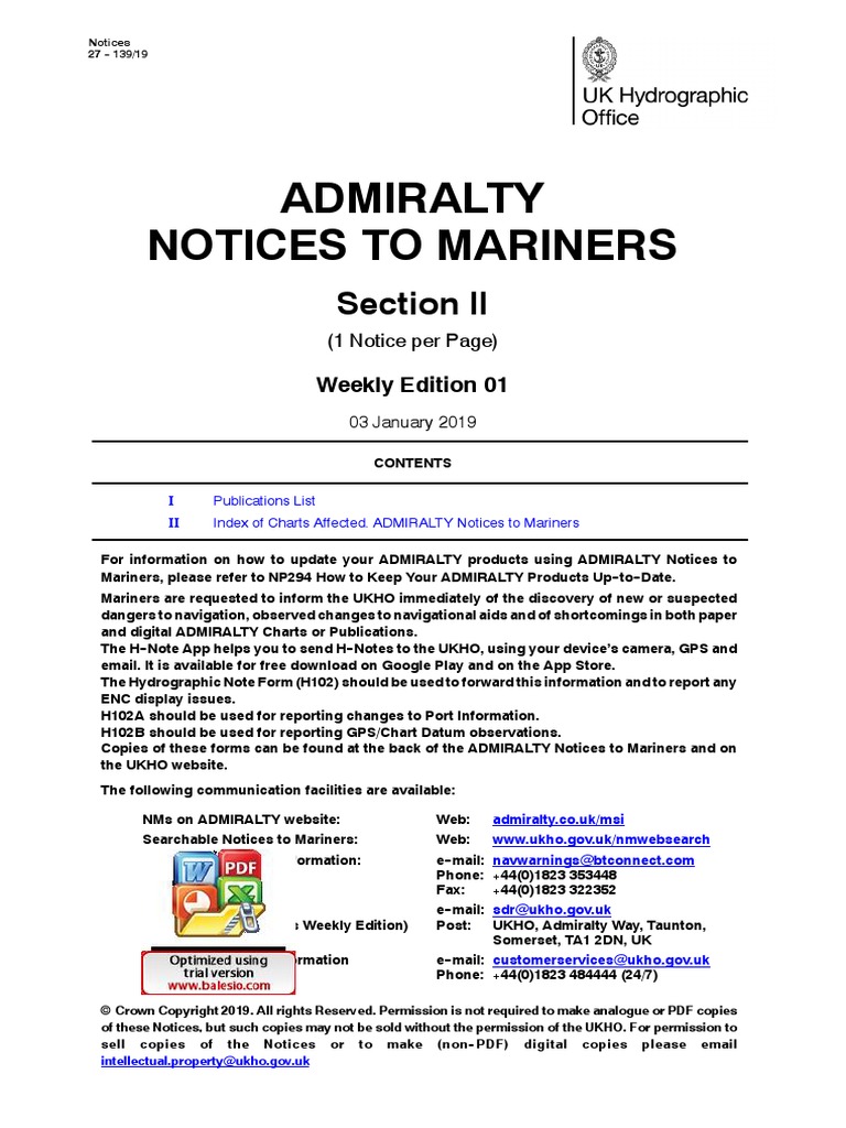 Admiralty Notices To Mariners: Section II | Download Free PDF ...