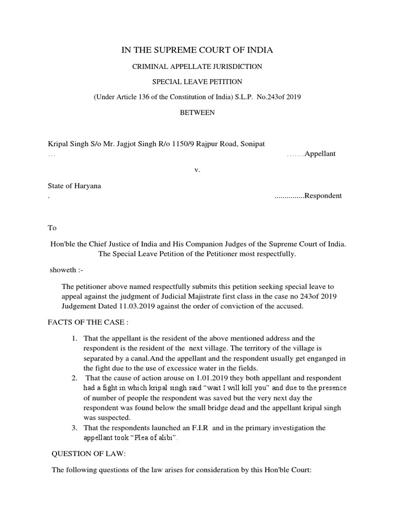 In The Supreme Court of India | PDF | Supreme Courts | Appeal