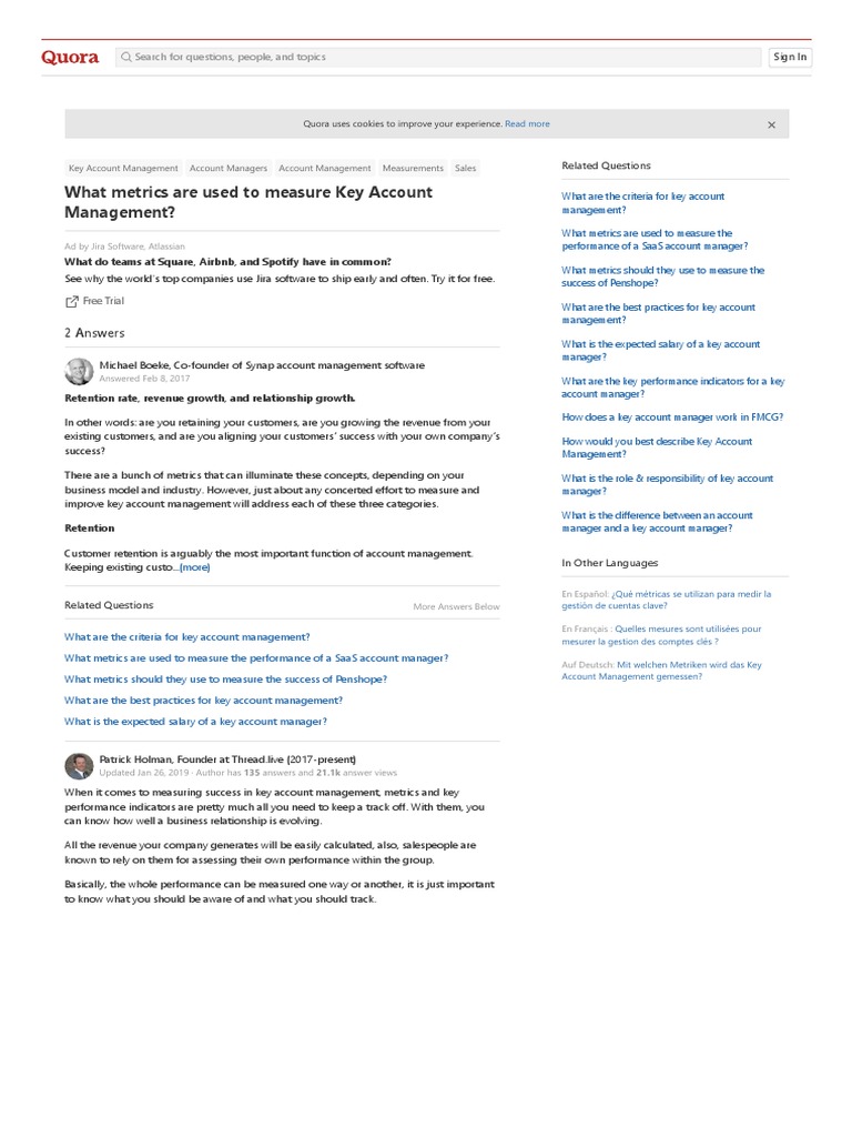 What Metrics Are Used To Measure Key Account Management?: 2 Answers ...