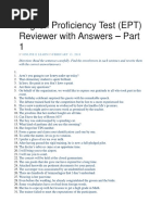 English Proficiency Test (EPT) Reviewer With Answers - Part 1 - Online ...