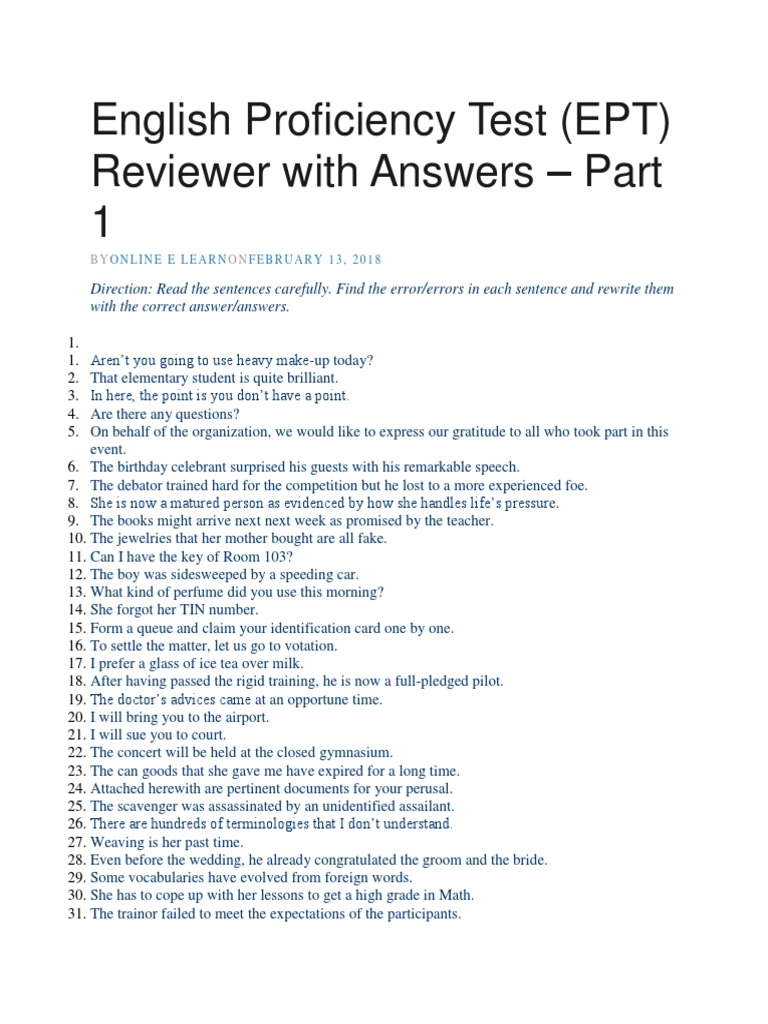 English Proficiency Test Reviewer | PDF | Career & Growth | Wellness