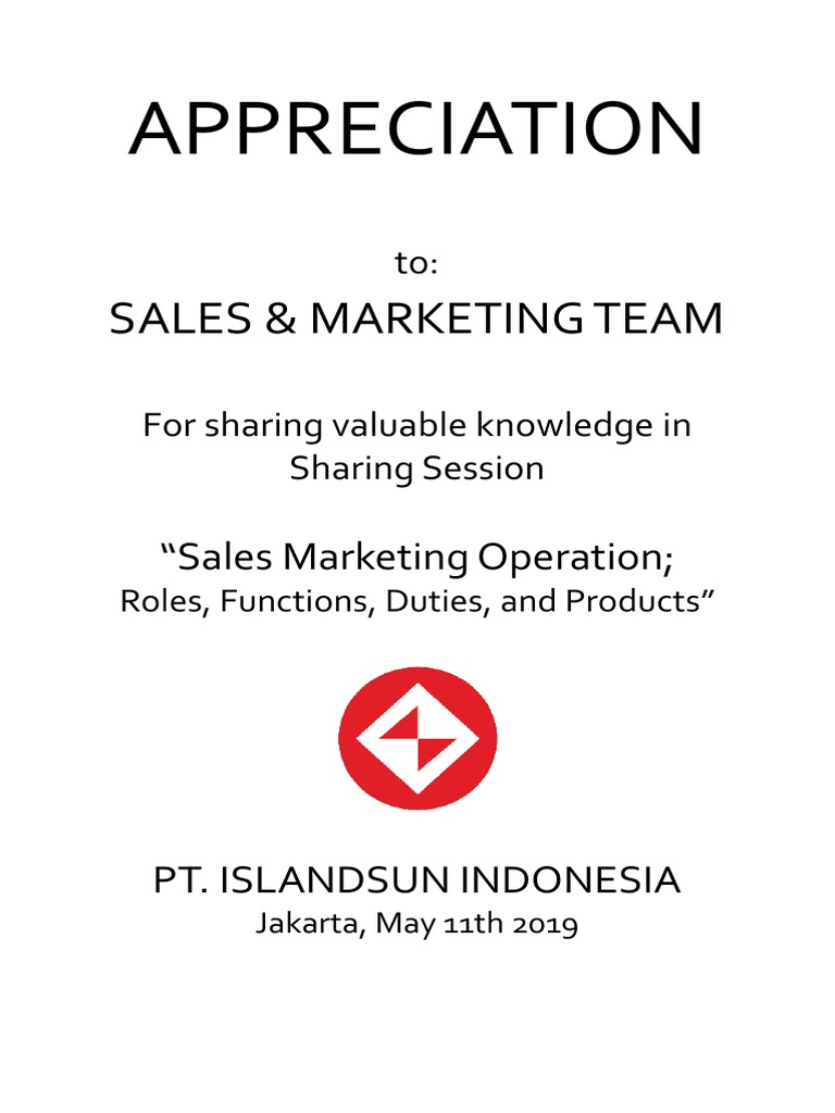 A Letter of Appreciation: Recognizing the Sales and Marketing Team's ...