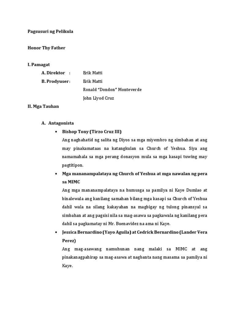 Pagsusuri-Ng-Pelikula Dominic Bautista | PDF