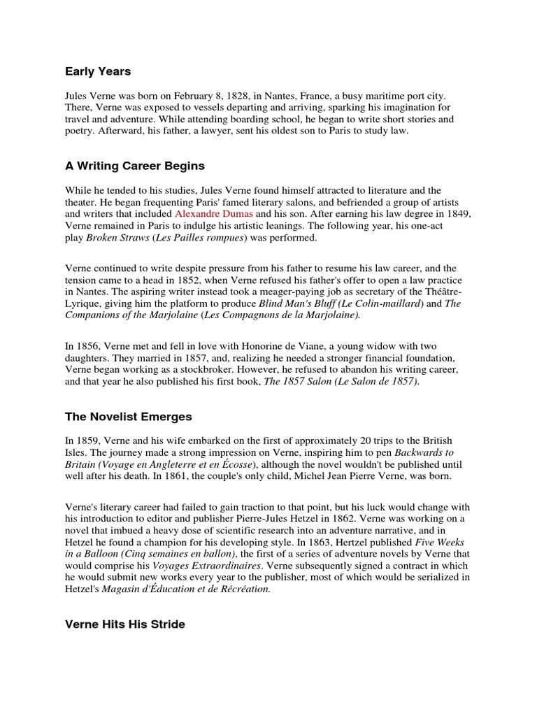 Early Years: Alexandre Dumas | PDF | Jules Verne | Novels