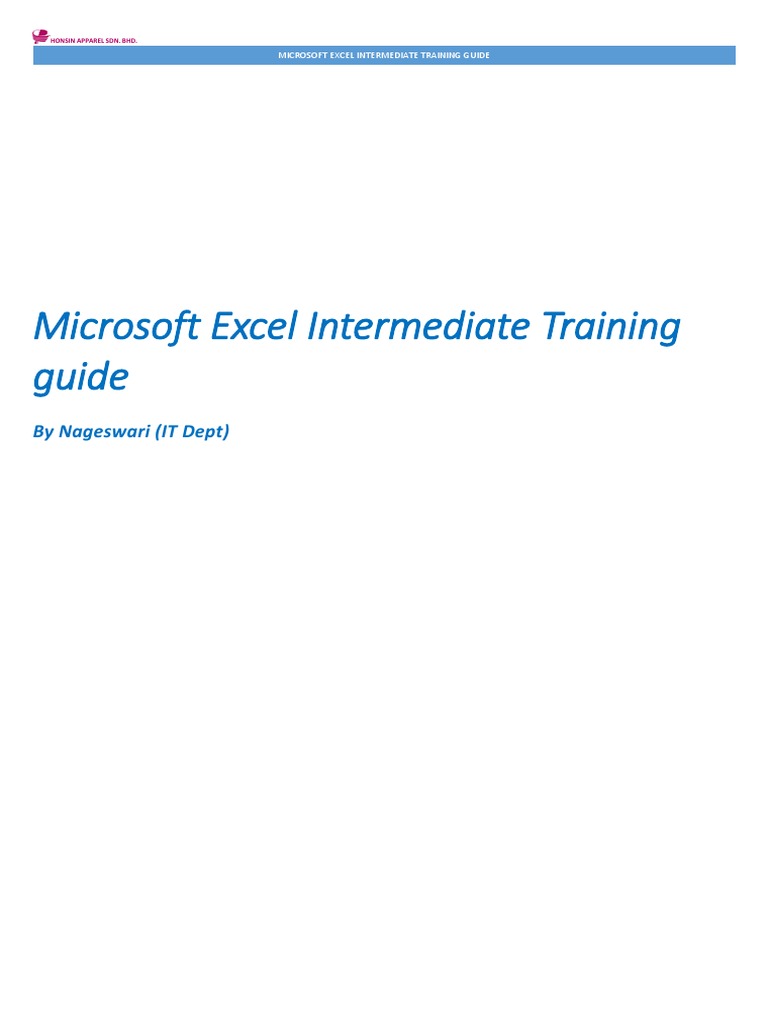 1) MS Excel - Training Guide | PDF | Spreadsheet | Microsoft Excel