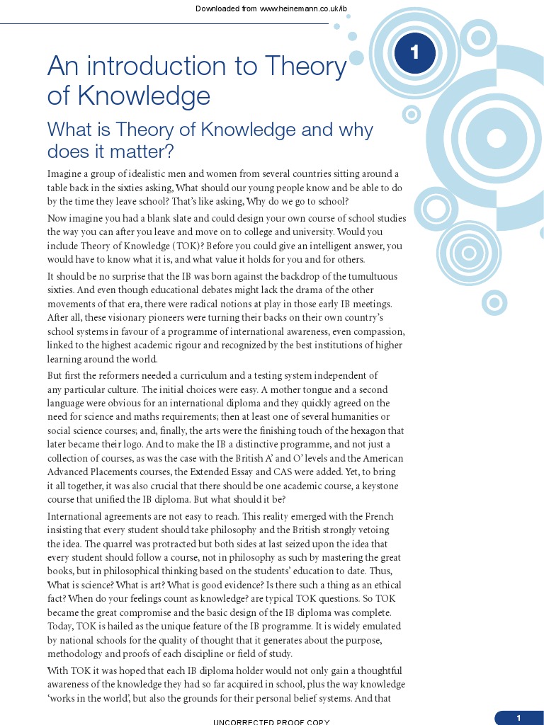 Theory of Knowledge Chapter 1 | PDF | Epistemology | Faith