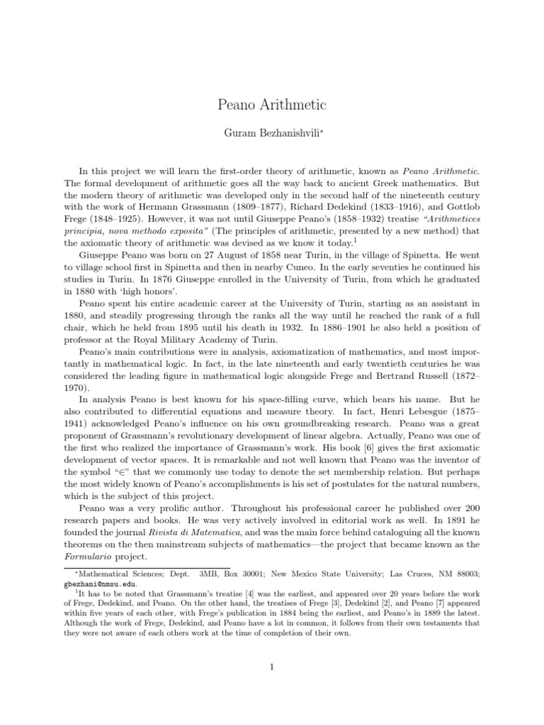 Peano Arithmetic | PDF | Axiom | Mathematical Logic