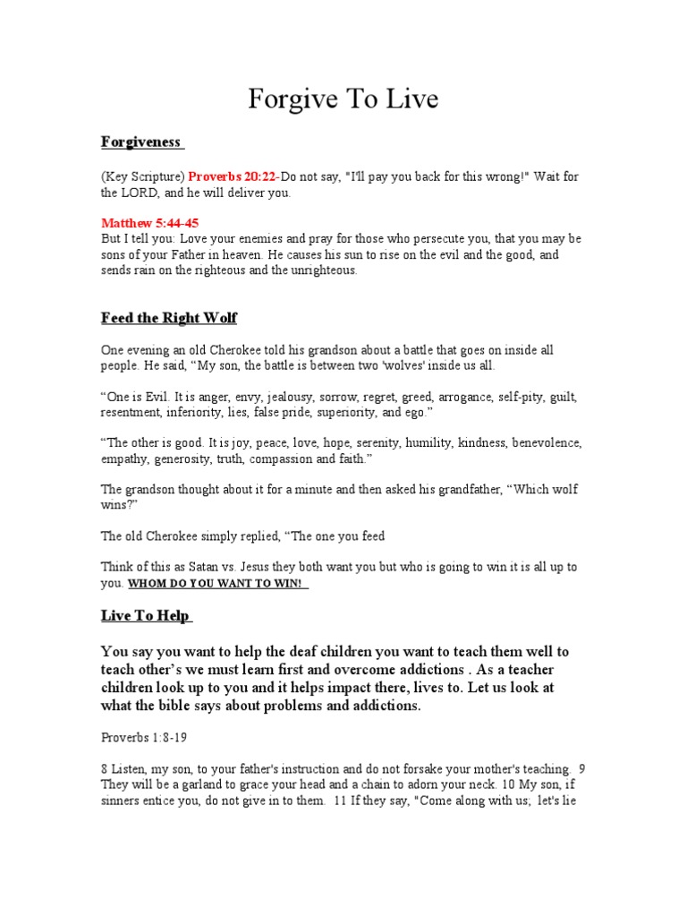Forgive To Live | PDF | Forgiveness | Lust