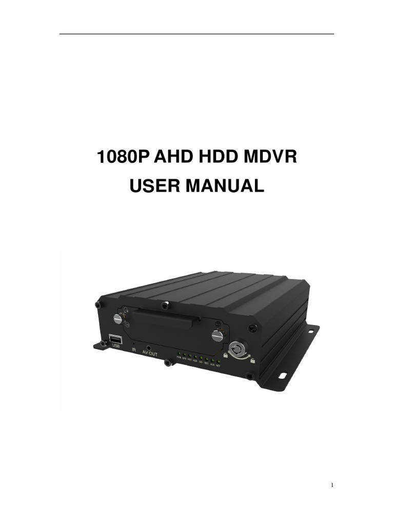 1080P Ahd HDD MDVR User Manual | PDF | Menu (Computing) | Usb