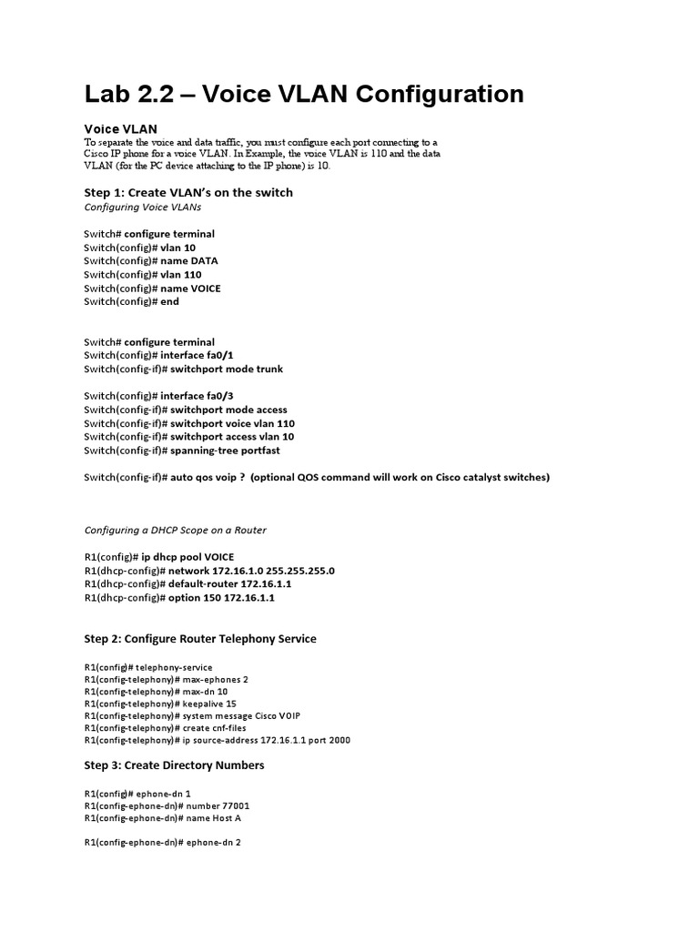 Lab 2 2 Voice Vlan S Pdf