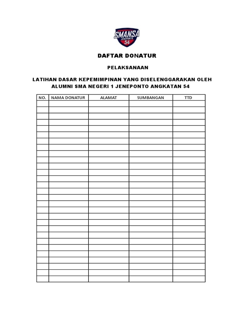 Daftar Pemberi Sumbangan | PDF