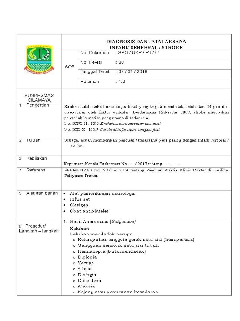 Diagnosis Dan Tatalaksana Infark Serebral (Stroke) | PDF