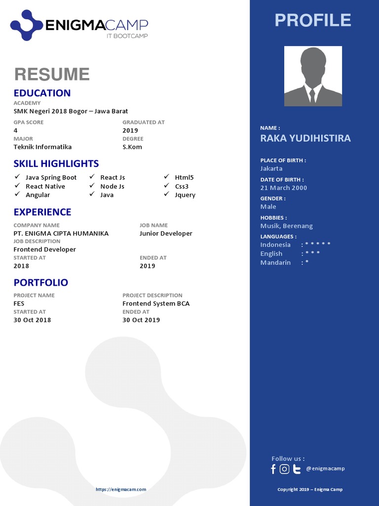 Resumes Enigmacamp | PDF | Computing And Information Technology