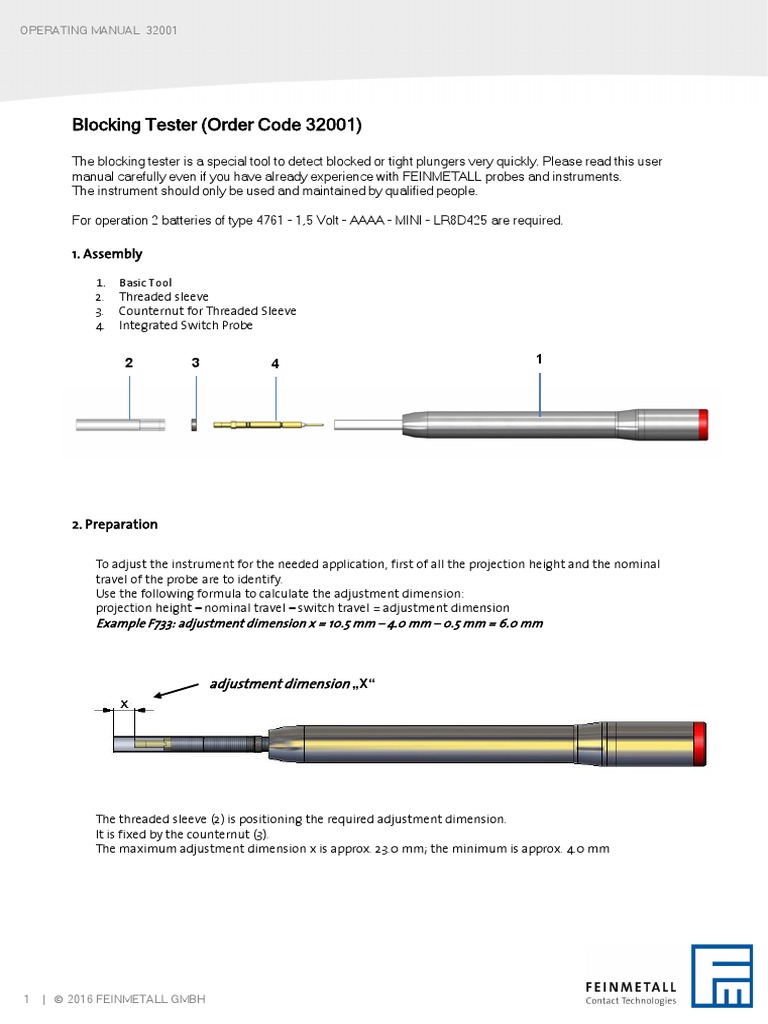 Blocking Tester (Order Code 32001) | PDF | Switch | Electrical Engineering