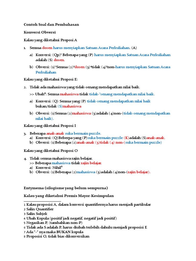 Judul: Contoh Soal dan Pembahasan Tentang Konversi Obversi dan Entimema ...