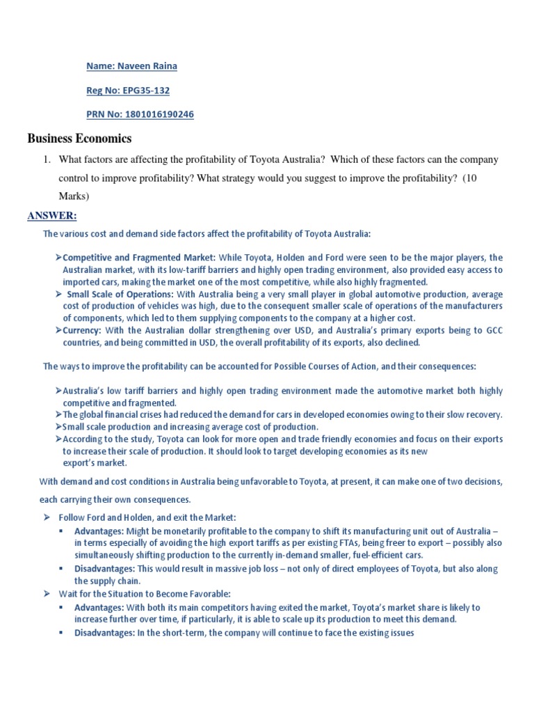 Toyota Case Study Assignment | PDF | Toyota | Exports