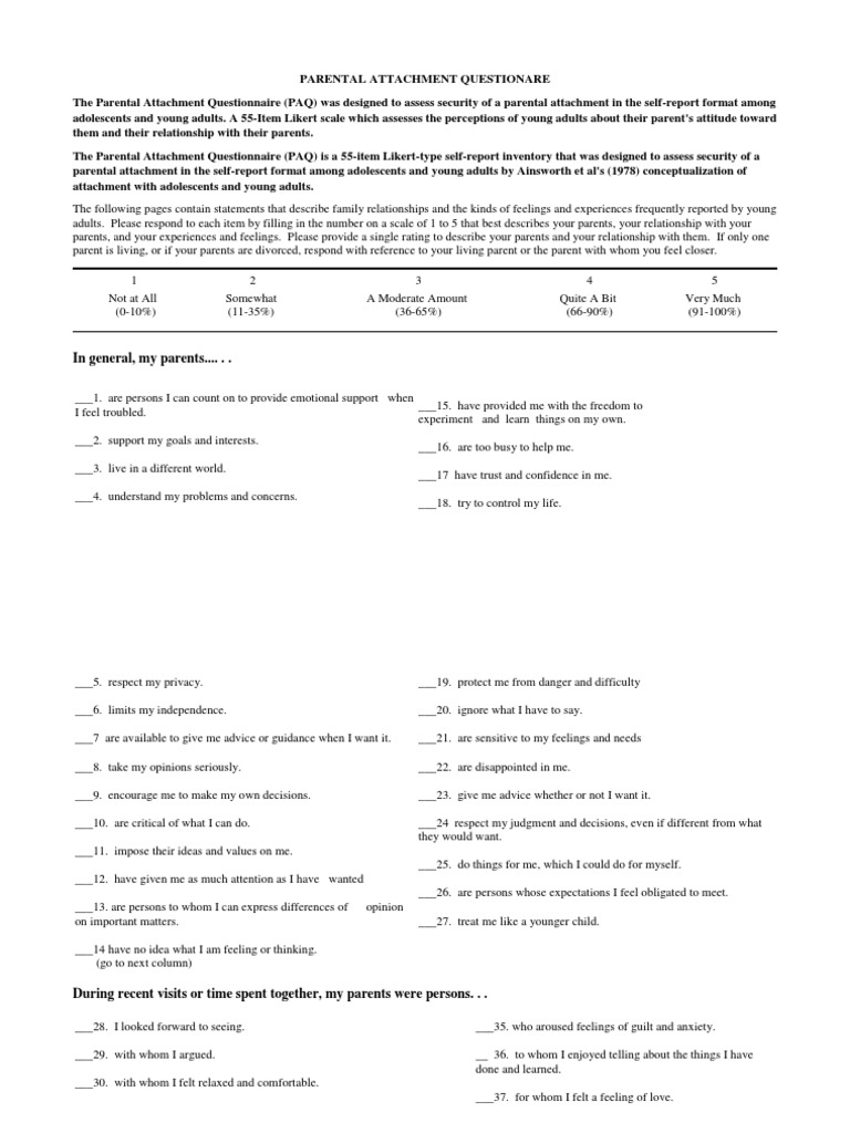 Paq | PDF | Self Report Study | Attachment Theory