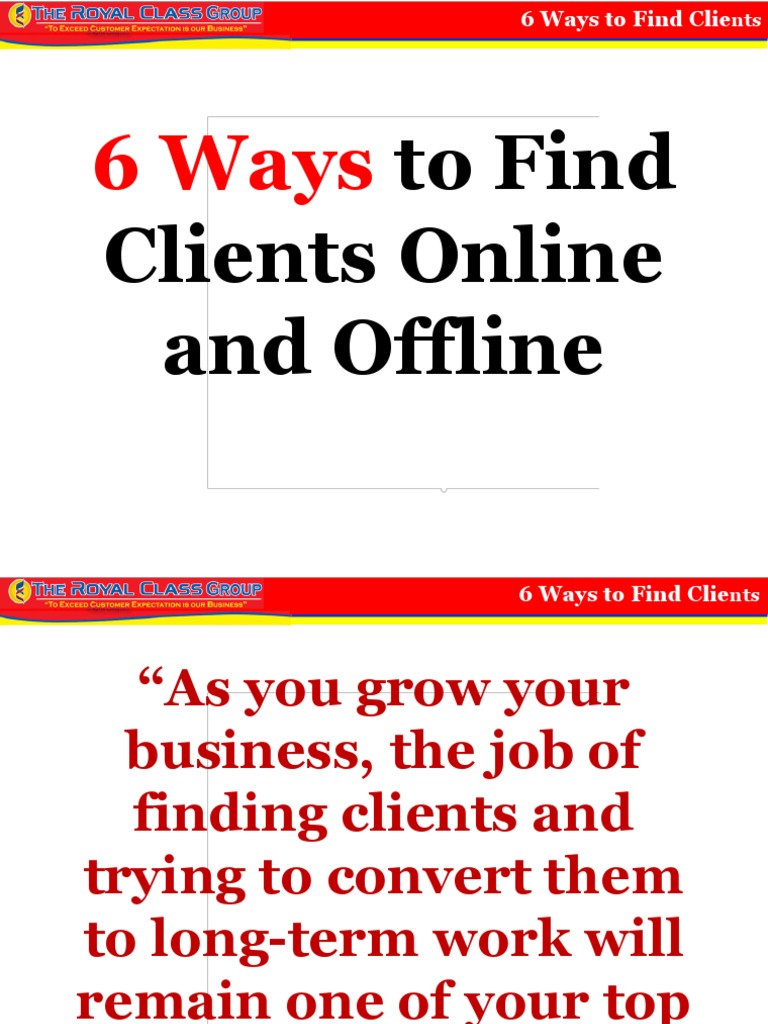 6 Ways To Find Clients Online and Offline | PDF | Direct Marketing ...
