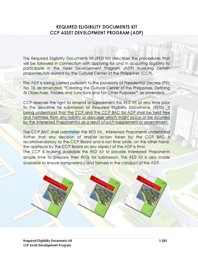 Required Eligibility Documents Kit CCP Asset Development Program (Adp ...