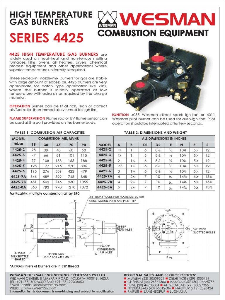 Wesman 4425-High Temperature Gas Burner-2019 PDF | PDF | Chemical ...