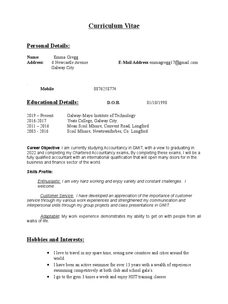 Emma Gregg CV | PDF | Business